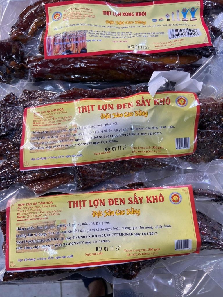 Thịt lợn đen sấy khô HTX Tâm Hòa - Lạp sườn, thịt xông khói, miến dong ...